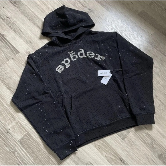 Sp5der | Shirts | Sp5der Vvs Black Hoodie With Rhinestone Sparkle ...